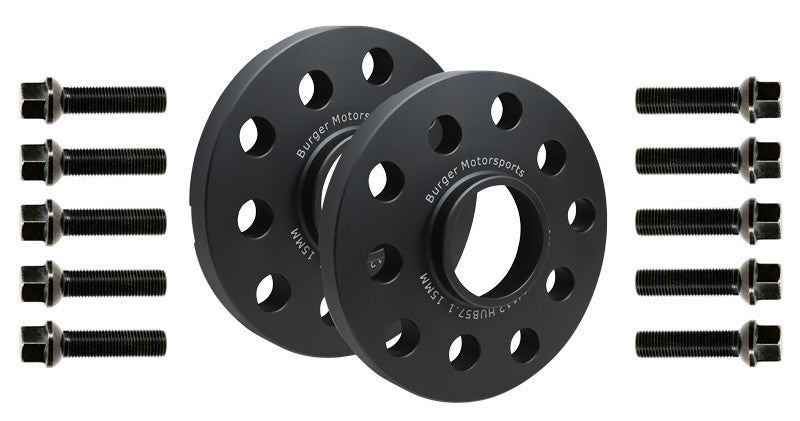 VAG Wheel Spacer Kit (57.1mm) w/10 Black Extended Wheel Bolts (Pair, 2 ...